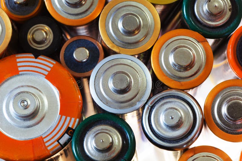 Many various batteries. stock image. Image of disposable - 100299505