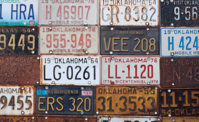 Old American Licence Plates Editorial Image - Image of wall, vintage ...
