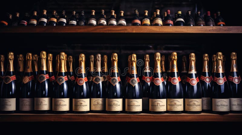 Group of Old Wine Bottles in the Ancient Cellar. Vinery Concept. Front ...