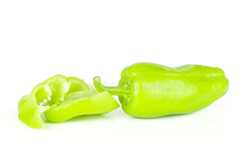 Fresh Raw Light Green Pepper Isolated on White Stock Image - Image of ...