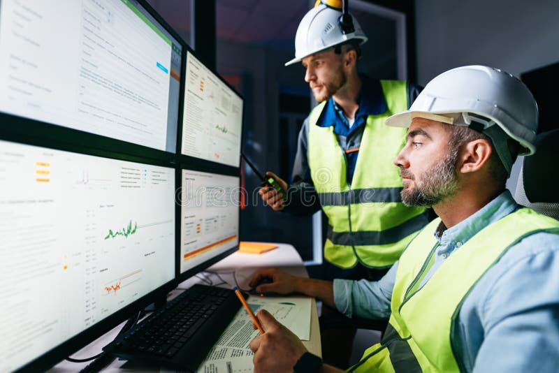 Group Of Operators Control Process On Product Line Uses Industry 4 0 And Digital Technology On