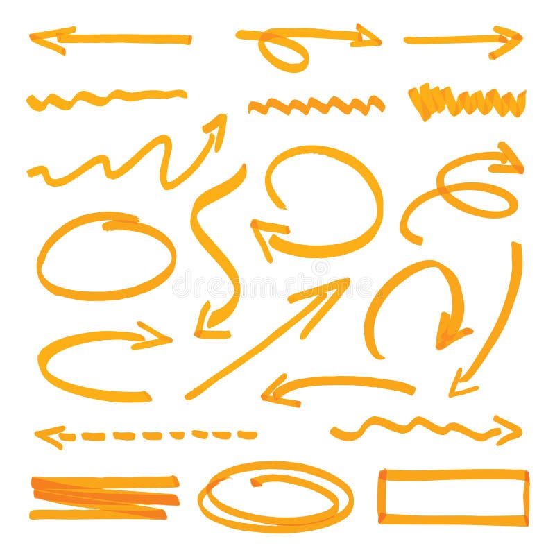Group of orange arrows stock illustration. Illustration of design ...