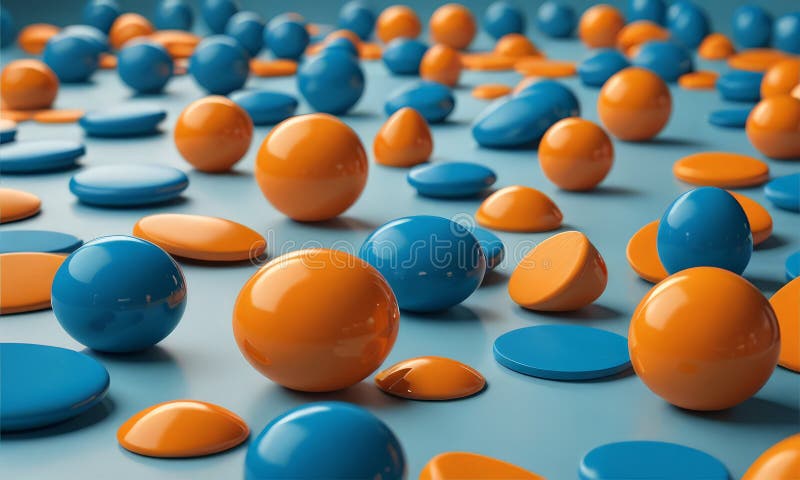 Group Orange and Blue Spheres Stock Illustration - Illustration of ...