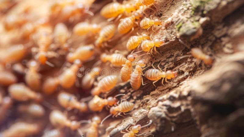 Group of Orange Bugs Crawling on a Tree Stock Photo - Image of garden ...