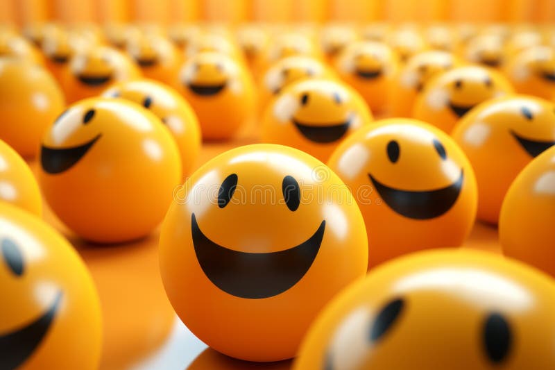 A Group of Orange Smiley Faces in Front of an Orange Background Stock ...