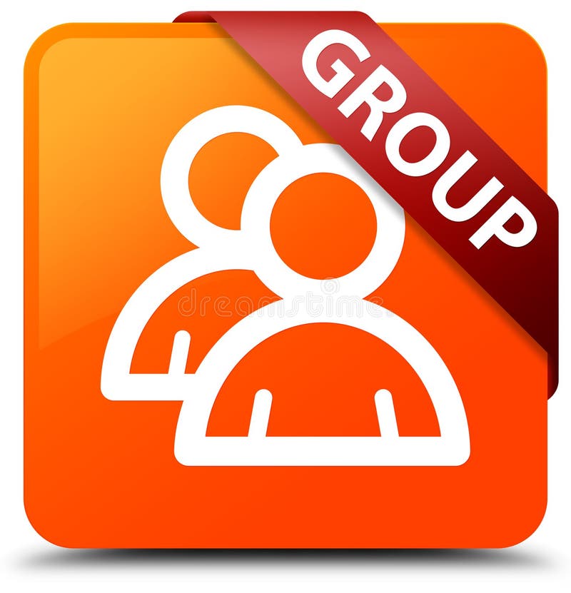 Group Orange Square Button Red Ribbon in Corner Stock Illustration ...