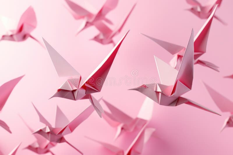 Group of Origami Birds Flying in the Air, Perfect for Creative Projects ...