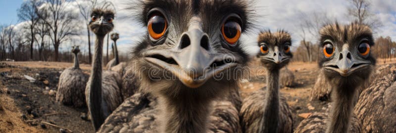 A Group Of Ostriches Standing Next To Each Other Stock Illustration Illustration Of Community