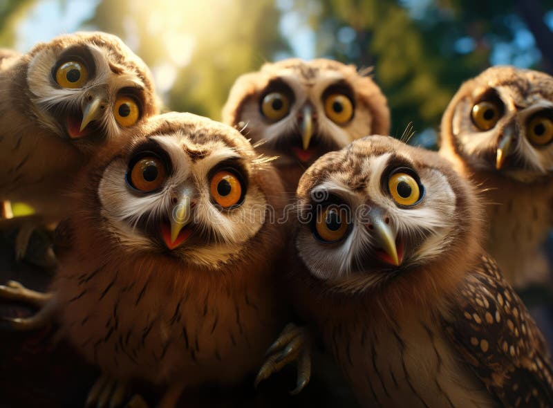 A group of owls stock photo. Image of nature, wild, feather - 290018812