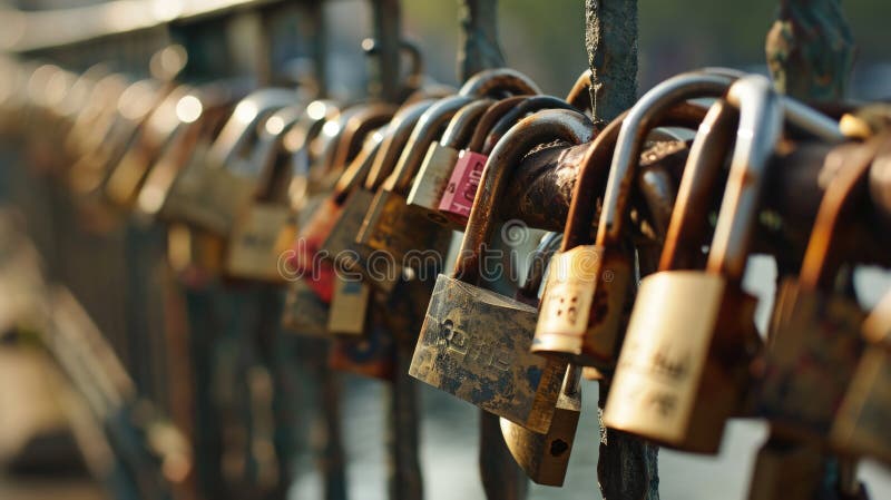 A Group of Padlocks Securely Fastened To a Fence. this Image Can Be ...