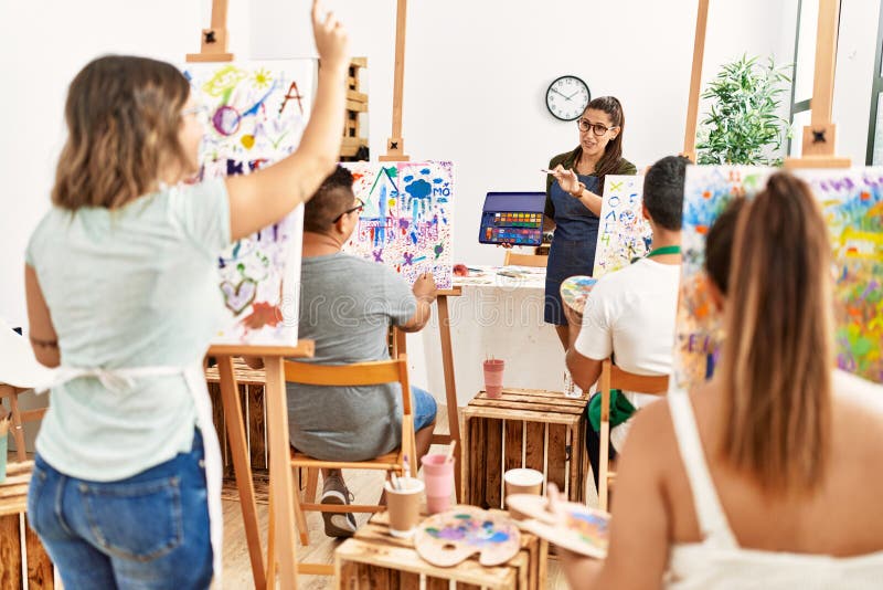 Group of Paint Students Having Draw Lesson at Art Studio Stock Photo ...