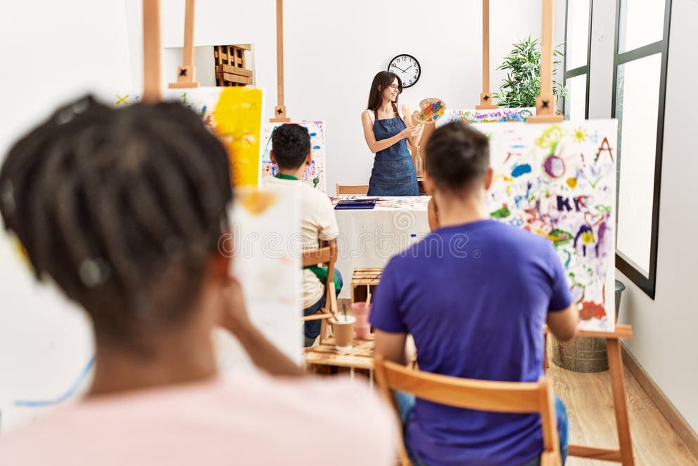 Group of Paint Students Having Draw Lesson at Art Studio Stock Photo ...
