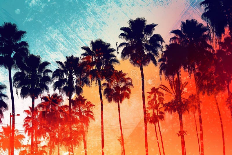 A Group of Palm Trees Against a Colorful Sky. Generative AI Image ...