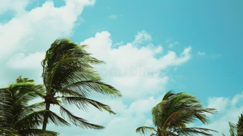 Group of Palm Trees Blowing in the Wind Stock Photo - Image of motion ...