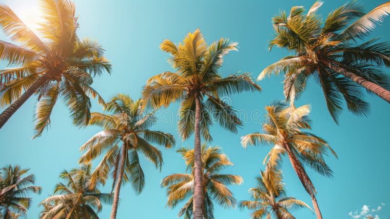 Group of Palm Trees Under Blue Sky Stock Photo - Image of nature ...