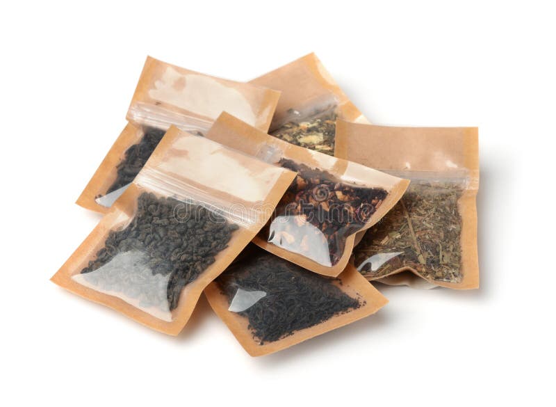 Group of Paper Bag with Different Tea Stock Photo - Image of windows ...