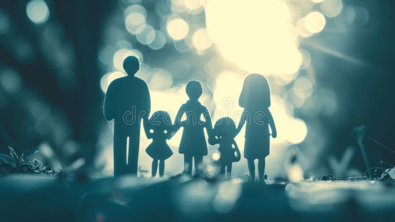 A Group of Paper Cut Out People Holding Hands and Walking, AI Stock ...