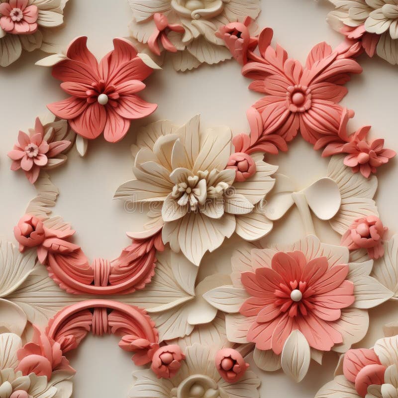 Group of Paper Flower Sculptures with Meticulous Design (tiled) Stock ...