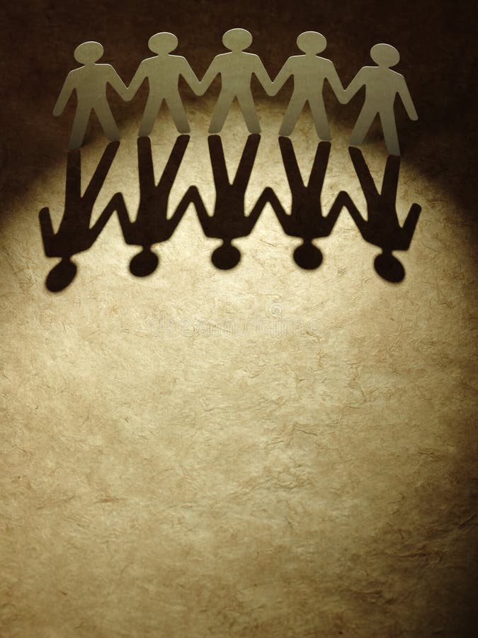 Group of Paper People Holding Hands. Stock Photo - Image of partnership ...