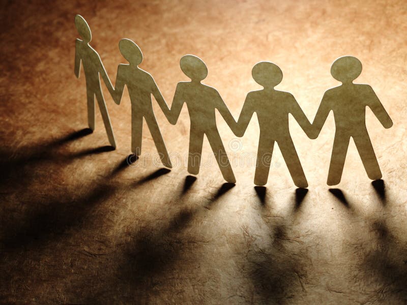 Group of Paper People Holding Hands. Stock Image - Image of cutout ...