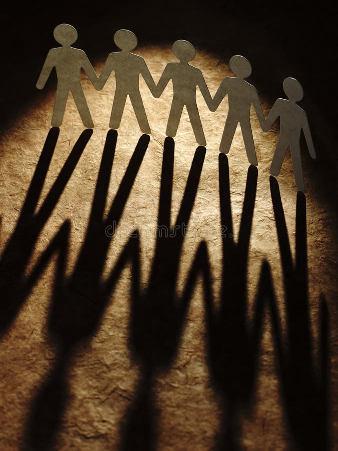 Group of Paper People Holding Hands. Stock Photo - Image of equality ...