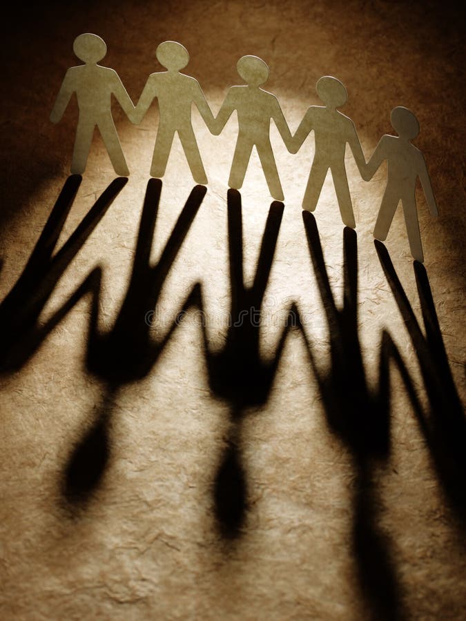 Group of Paper People Holding Hands. Stock Photo - Image of chain, male ...