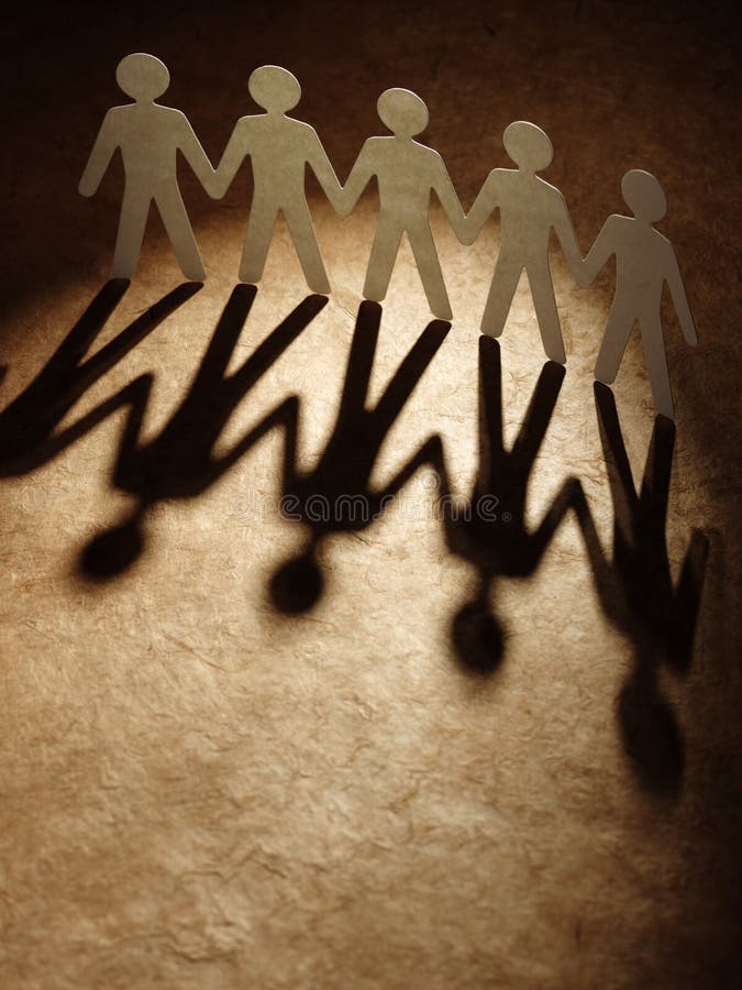 Group of Paper People Holding Hands Together. Concept of Social Help in ...