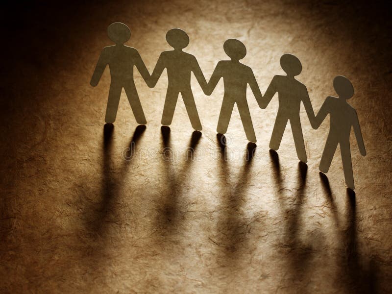 Group of Paper People Holding Hands. Stock Photo - Image of love, link ...
