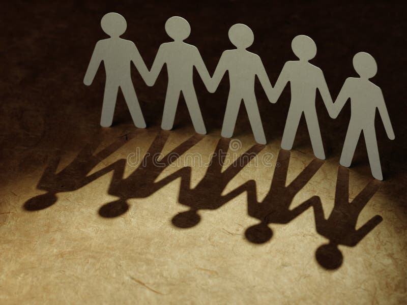 Group of Paper People Holding Hands. Stock Photo - Image of ...