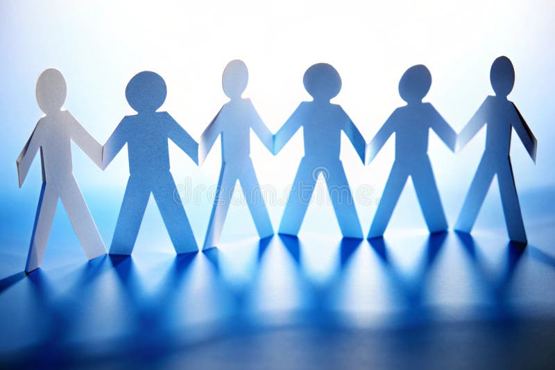 Group of Paper People Holding Hands. Teamwork Concept Stock ...