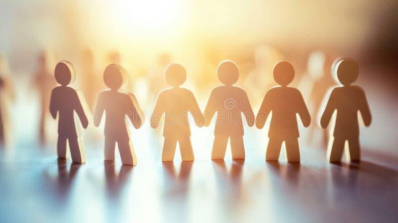 A Group of Paper People Standing in a Line Stock Illustration ...