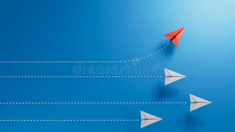 Group of Paper Plane in One Direction and with One Individual Pointing ...