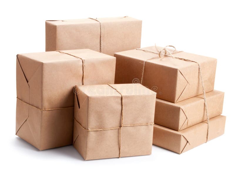Brown paper parcel stock image. Image of presents, freight - 21658313