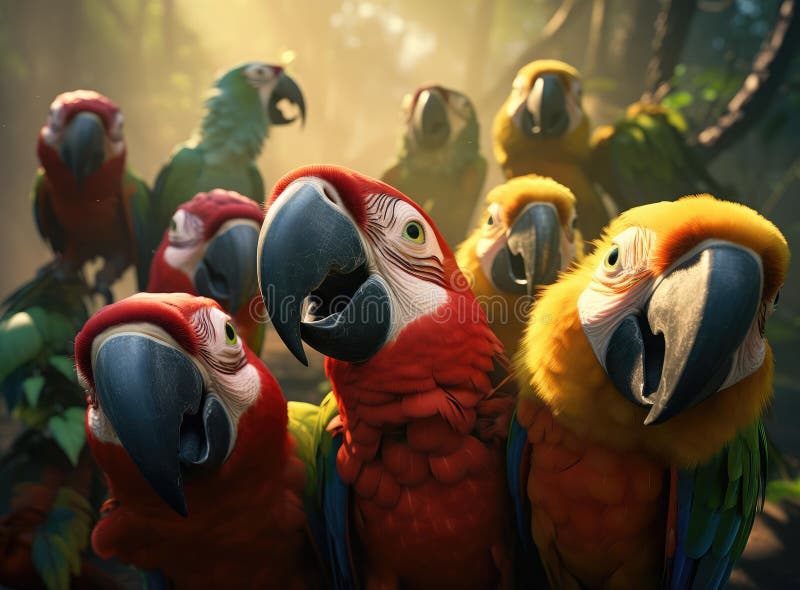 A group of parrots stock image. Image of exotic, nature - 290006019