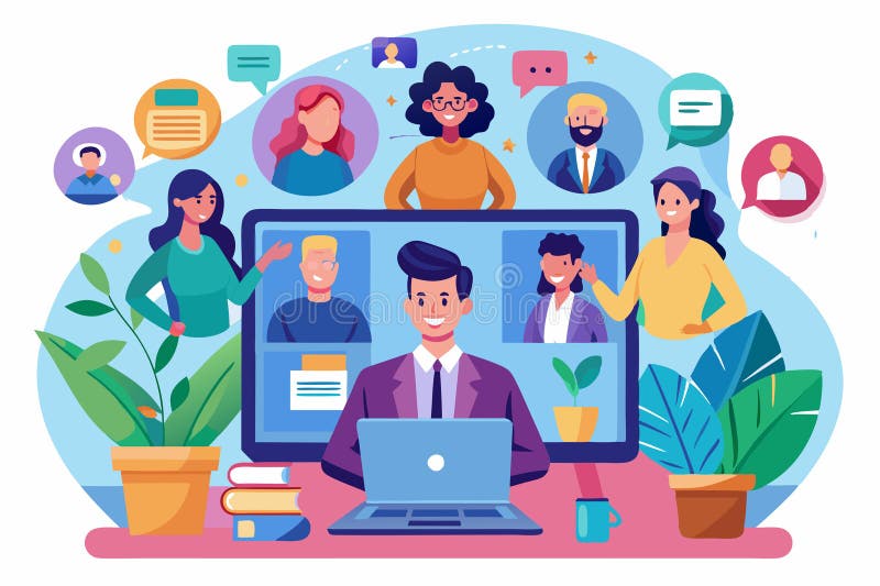 A Group of Participants Joins an Online Conference, Sharing Ideas and ...