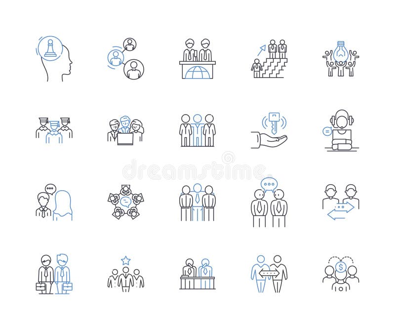 Group Participation Line Icons Collection. Collaboration, Involvement ...