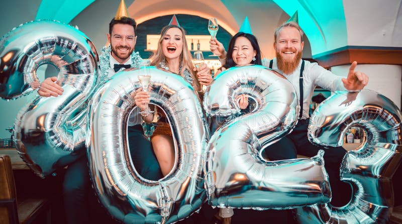 Group of Party People Celebrating the Arrival of 2023 Stock Photo ...