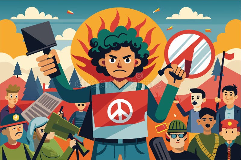 A Group of Passionate Protesters Rallies for Peace, Holding Signs and ...