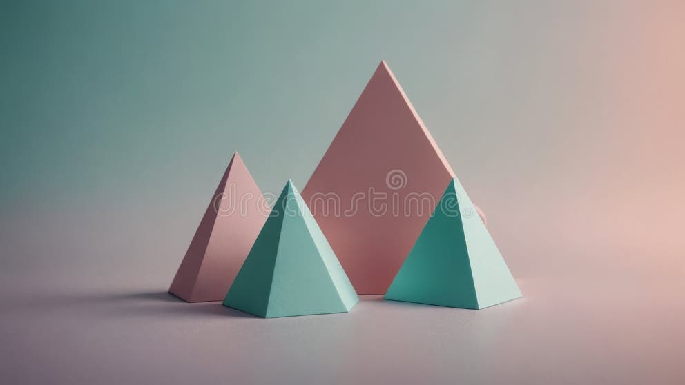 Group of Pastel Pyramids Arranged in a Minimalistic Style Stock Photo ...