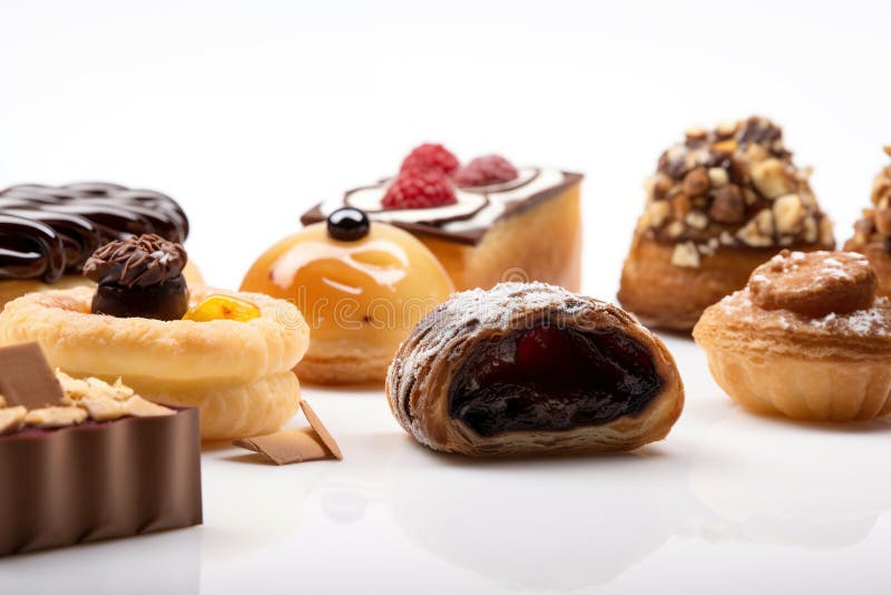 A Group of Pastries Sitting on Top of a White Table. Generative AI ...