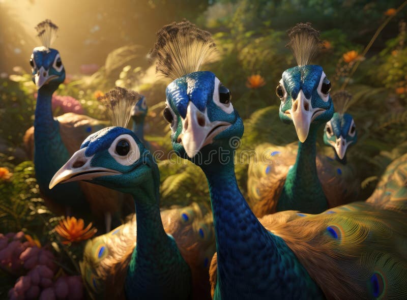 A group of peacocks stock image. Image of feather, natural - 290024301