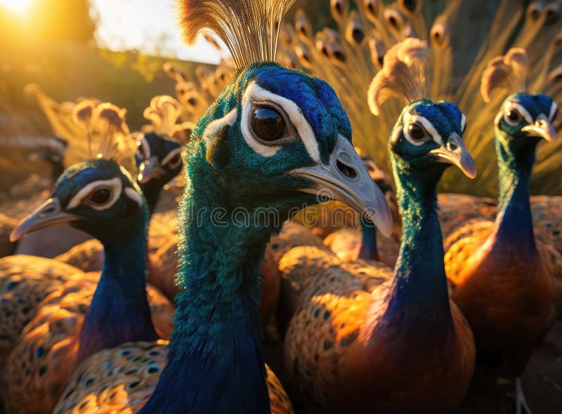 A group of peacocks stock illustration. Illustration of beak - 290030915
