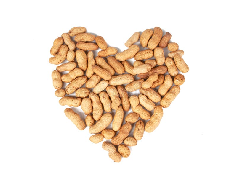 Group Peanuts Heart Form Dry Isolated White Background Stock Photos ...