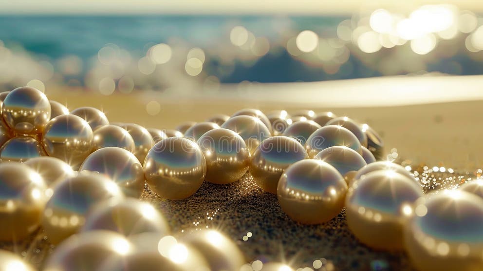 A Group of Pearls on the Beach Stock Image - Image of fashion, beach ...
