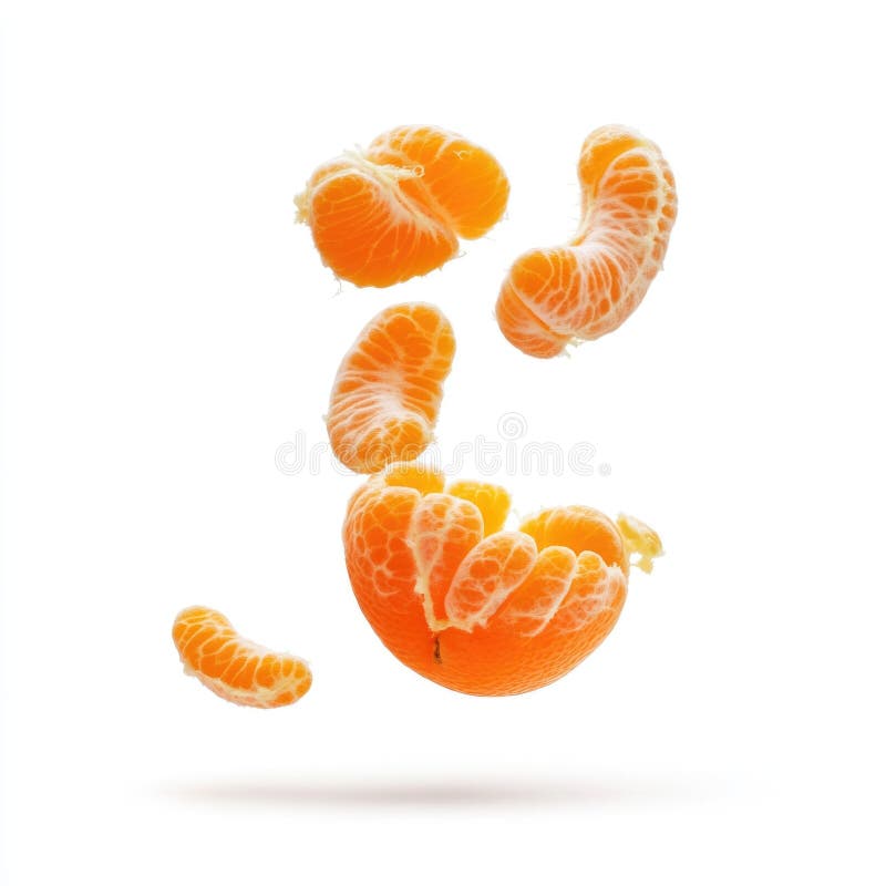 A Group of Peeled Oranges Falling through the Air Stock Image - Image ...