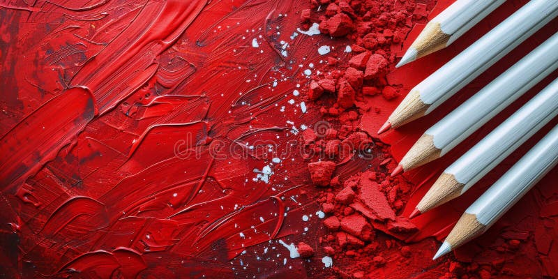 Group of Pencils on Red Surface Stock Photo - Image of colors ...