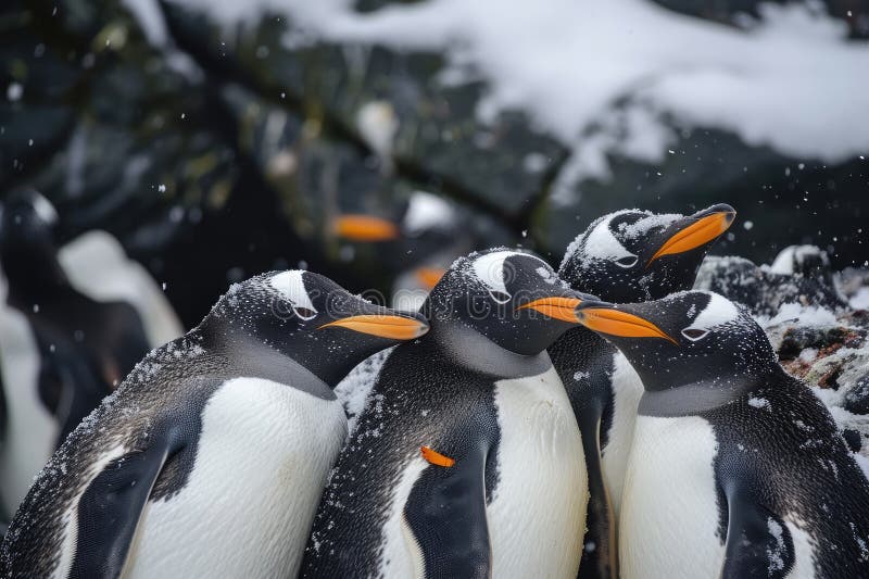Group of Penguins Huddling for Warmth Stock Image - Image of abundance ...