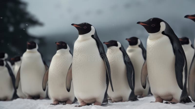 Group of Penguins Standing Next To Each Other. Generative AI Stock ...