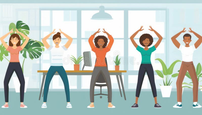 A Group of People are Actively Engaged in Exercise Activities within an ...