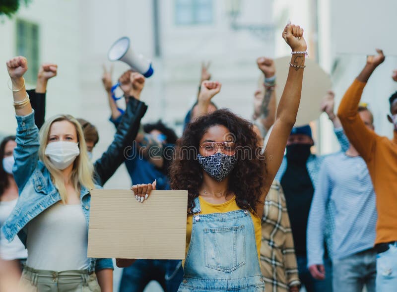 Group of People Activists Protesting on Streets, Demonstration and ...